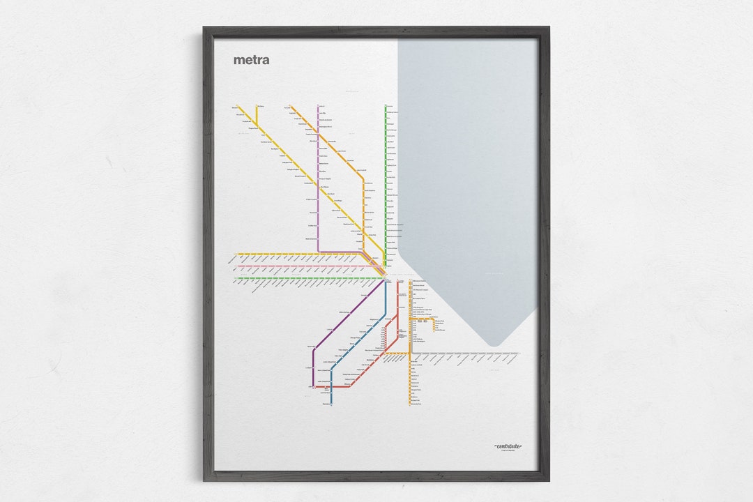 Metra Rail Map / Chicago / Minimal Poster Print / Subway Style - Etsy