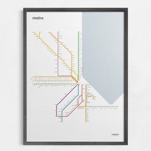 Metra Rail Map / Chicago / Minimal Poster Print / Subway Style - Etsy