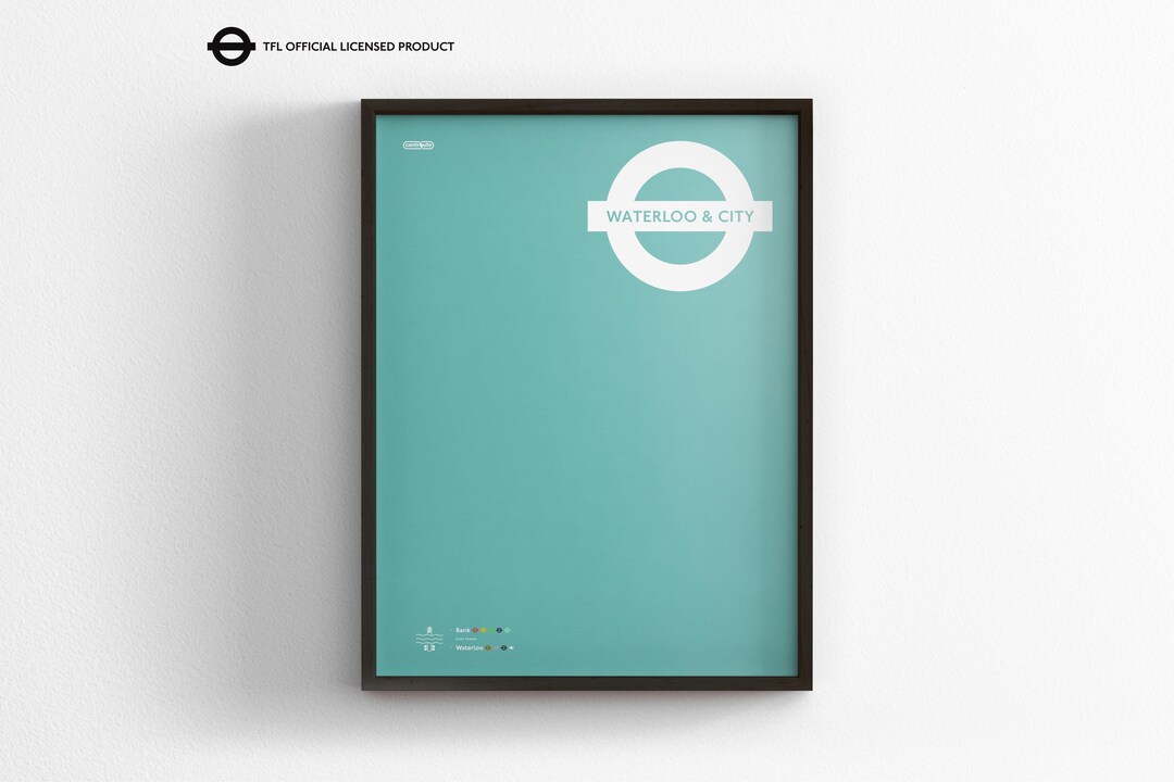 London Underground Waterloo & City Line Tube Map / Minimal Poster Print ...