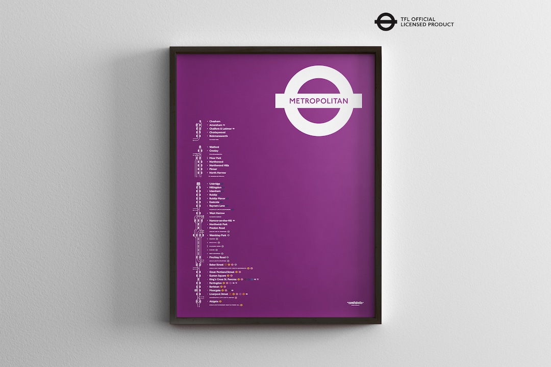 London Underground Metropolitan Line Map / Minimal Poster Print ...