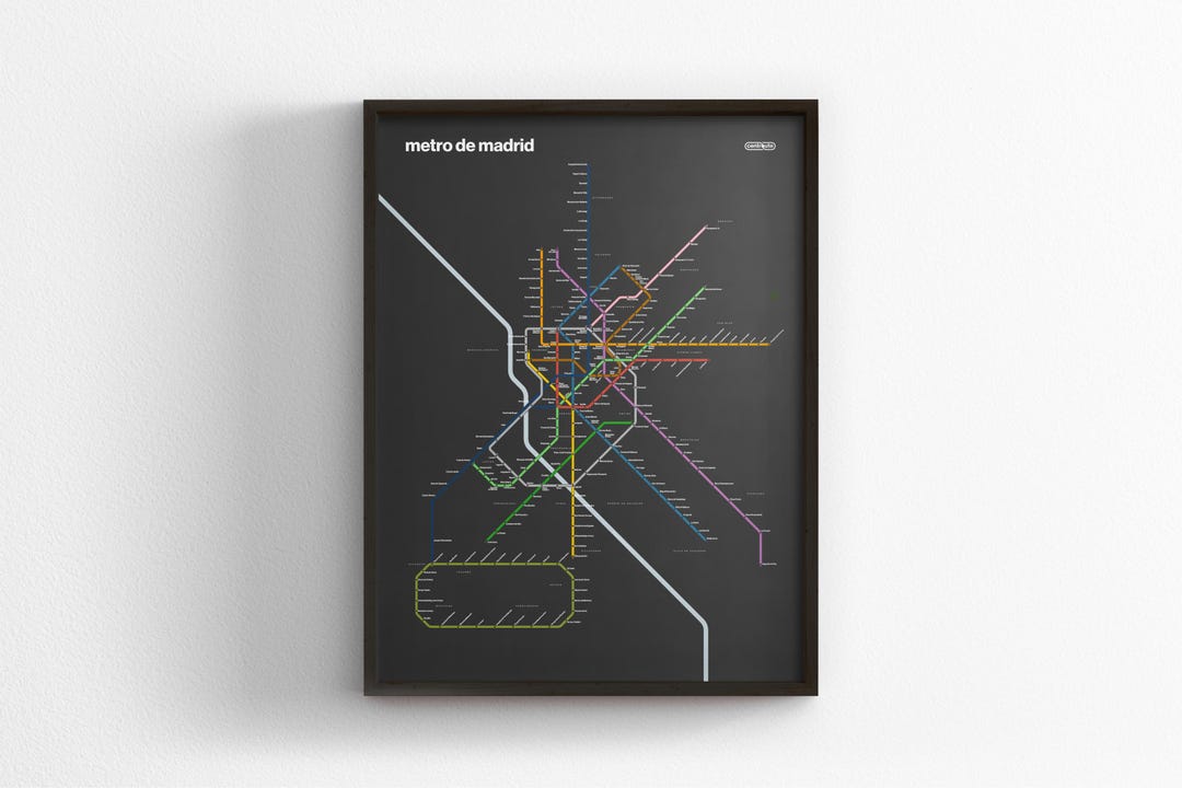 Madrid Metro, Dark Mode Map, Minimal Poster Print, Canvas Home Decor ...