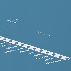 Chicago L Blue Line Map / CTA Train / Minimal Poster Print / Subway ...