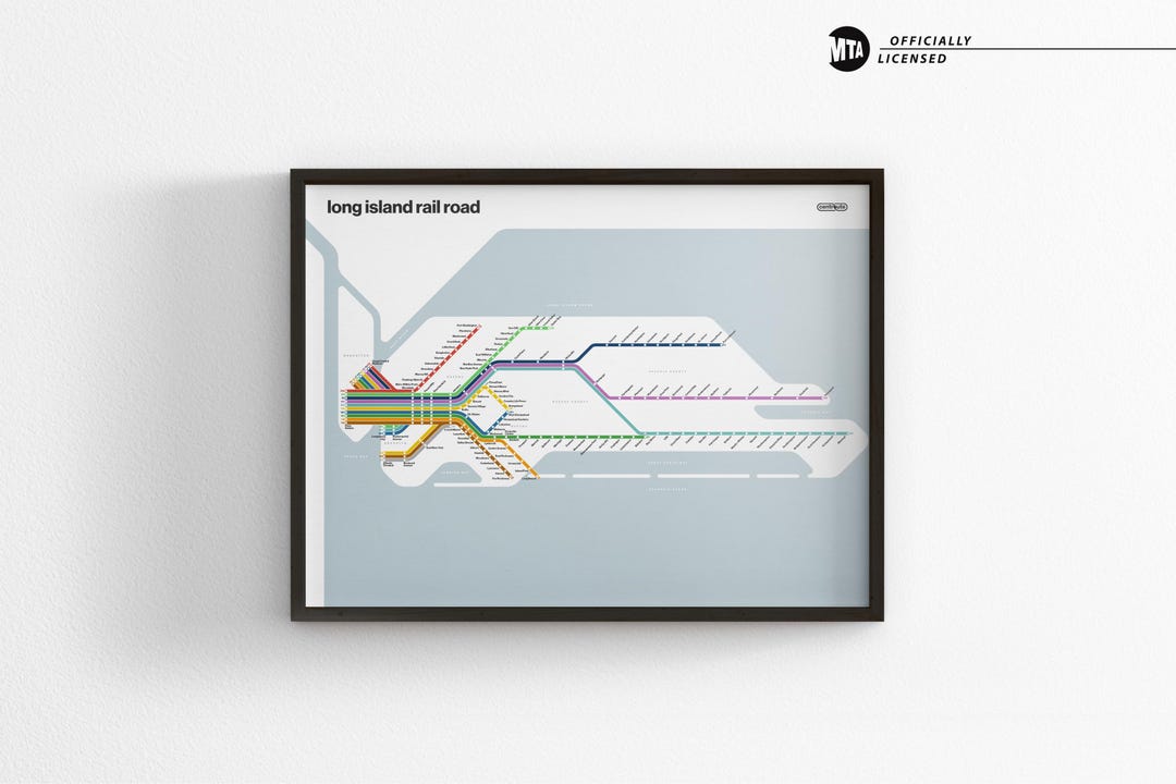 LIRR, Light Mode Map, Minimal Poster Print, Canvas Home Decor, Framed ...