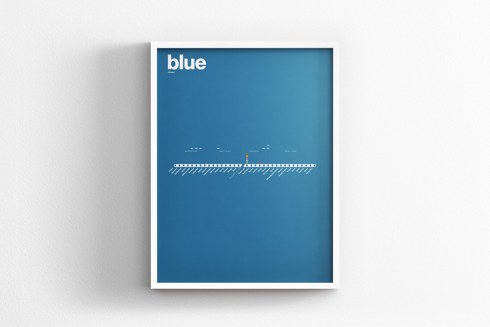 Chicago L Blue Line Map / CTA Train / Minimal Poster Print / Subway ...