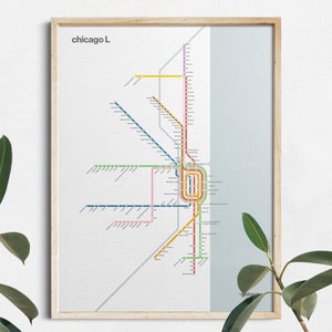 Chicago L Subway Map / CTA / Minimal Poster Print / Subway | Etsy