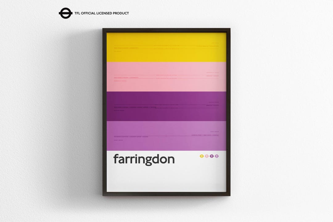 Farringdon Station / London Underground / Tube Map Minimal Poster Print ...