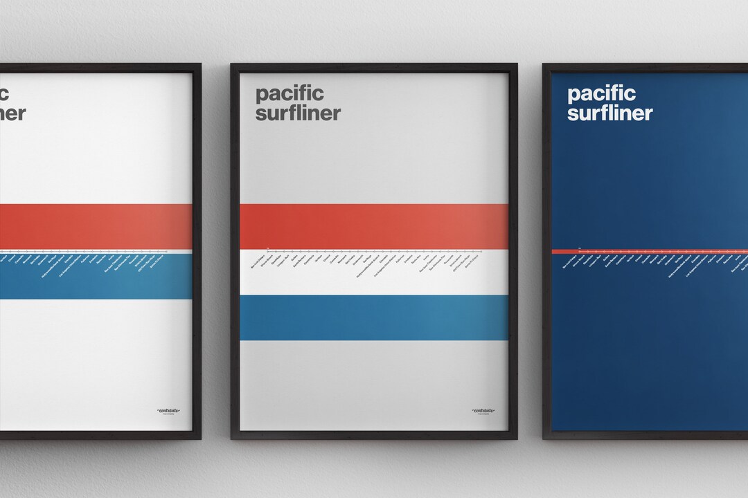 Pacific Surfliner Map / Minimal Poster Print / Amtrak Oakland ...
