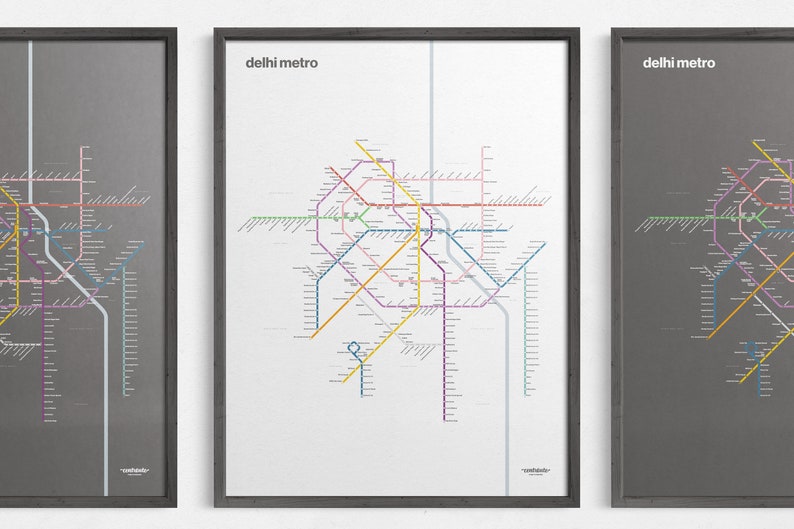 Delhi Metro Map English / India / Minimal Poster Print / - Etsy