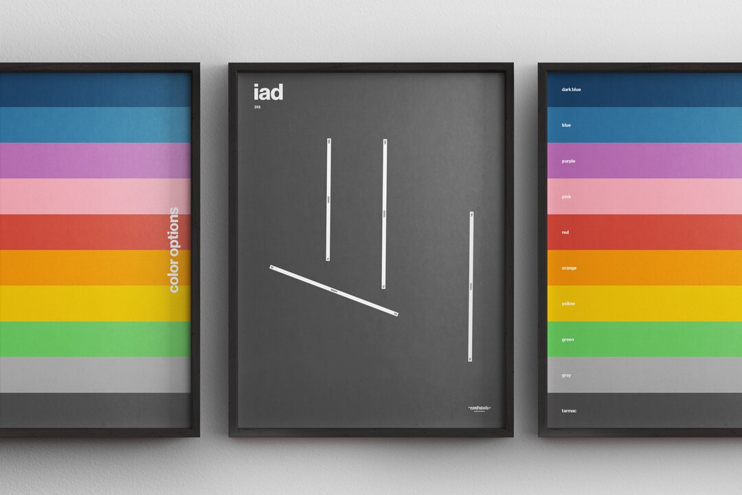 IAD / Dulles International Airport Print / Minimal Poster Print / Color ...