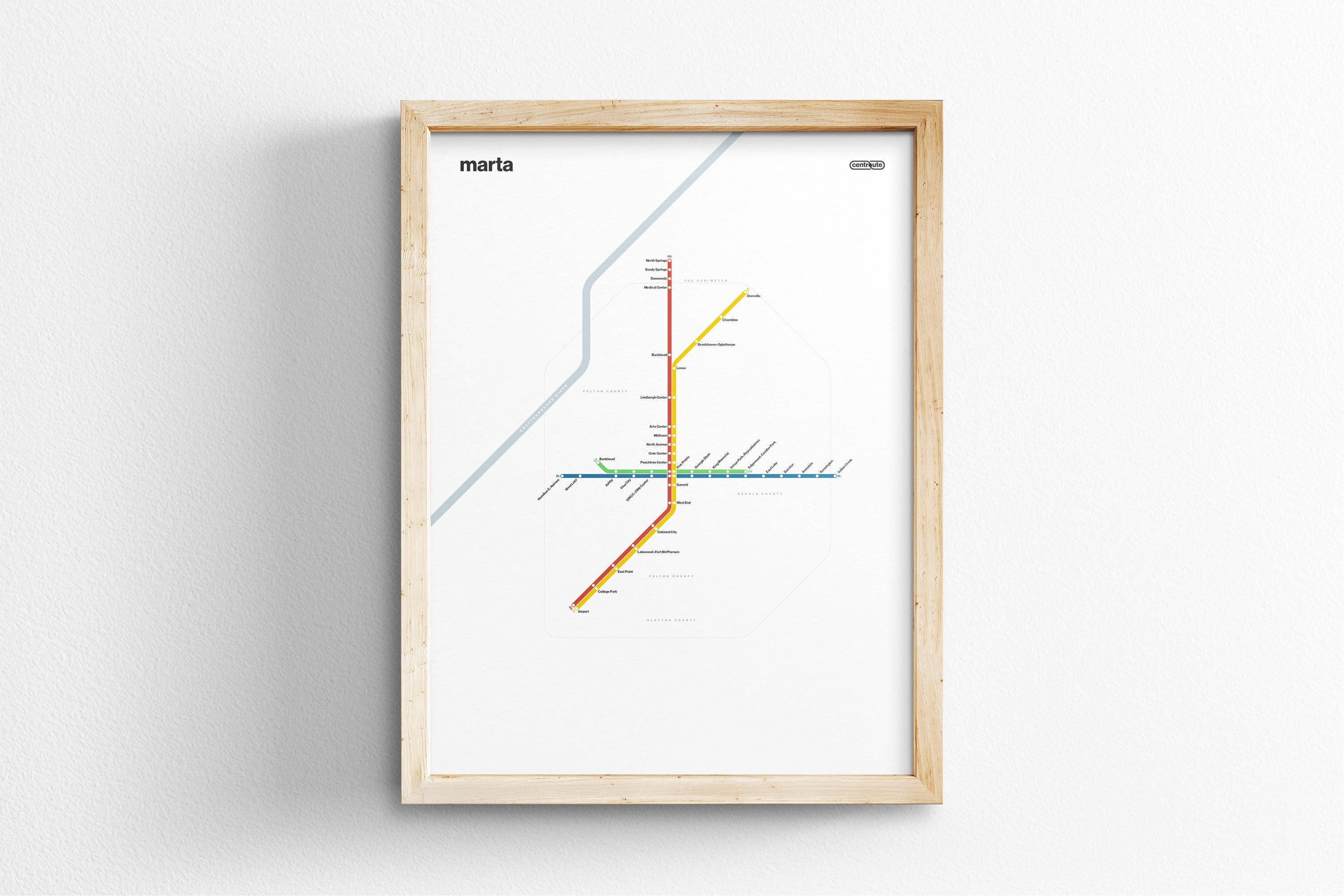 MARTA Light Mode Map, Minimal Poster Print, Canvas Home Decor, Framed ...