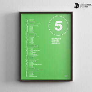 NYC 5 Train Map One Color / Minimal Poster Print / New York City Subway ...