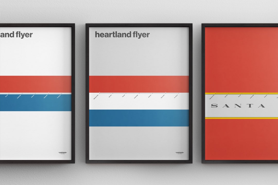 Heartland Flyer Amtrak Map / Texas Oklahoma / Minimal Poster Print ...