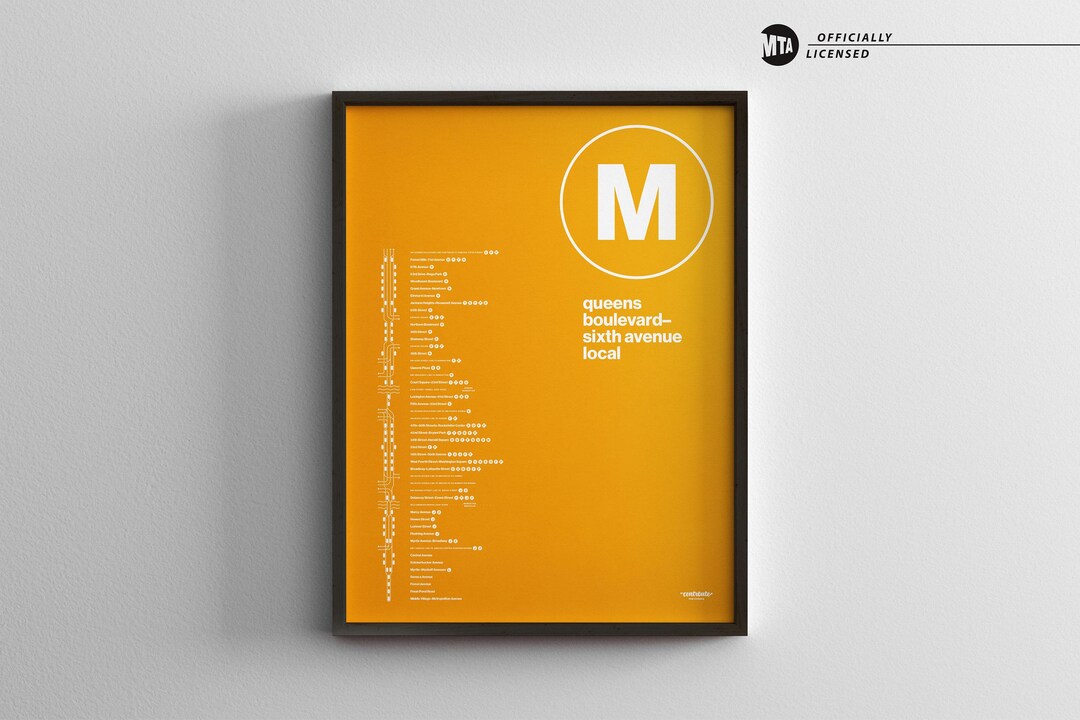 NYC M Train Map One Color / Minimal Poster Print / New York City Subway ...