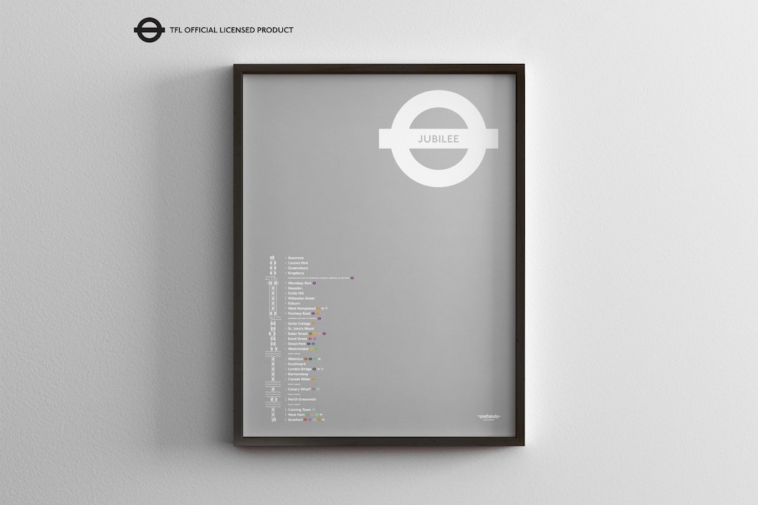 London Underground Jubilee Line Tube Map / Minimal Poster Print ...