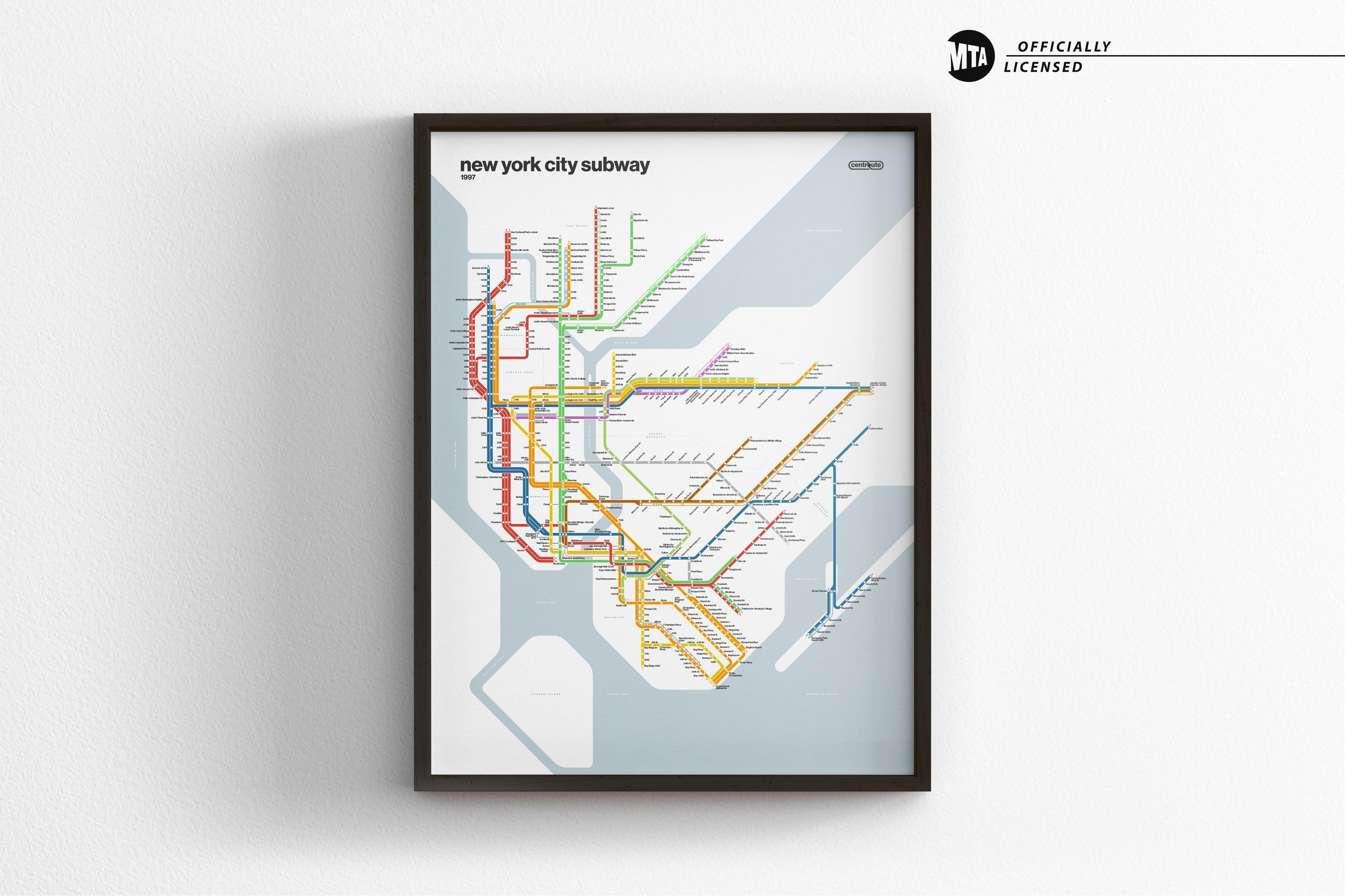 1997 New York City Subway Map / NYC Minimal Poster Print / 90s Subway ...