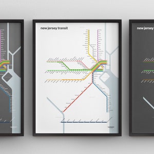 New Jersey Transit Map / Philadelphia NYC / Minimal Poster Print ...
