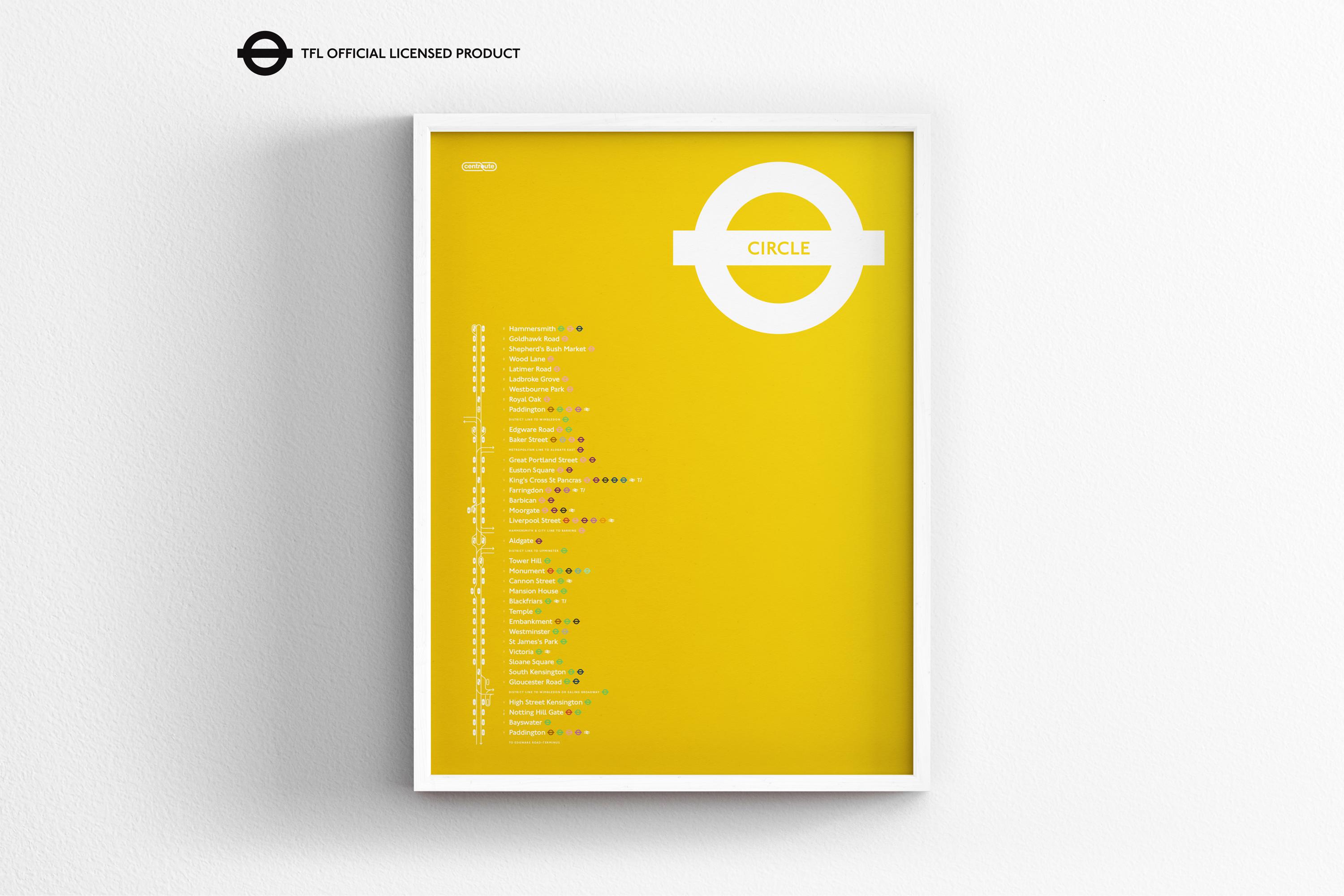 London Underground Circle Line Tube Map / Minimal Poster Print / Subway ...