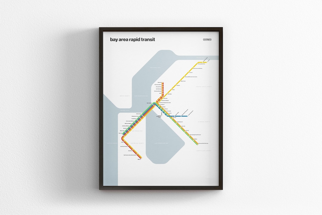 BART Light Mode Map, Minimal Poster Print, Canvas Home Decor, Framed ...
