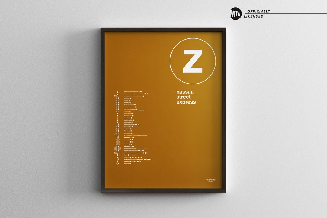 NYC Z Train Map One Color / Minimal Poster Print / New York City Subway ...