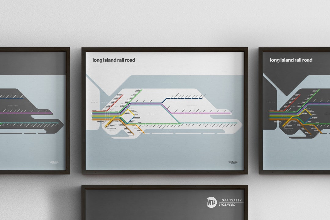 LIRR Map / New York City / Long Island Rail Road / NYC Minimal Poster ...