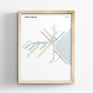 Boston T Rail Map Light Mode / MBTA / Minimal Poster Print / Subway ...