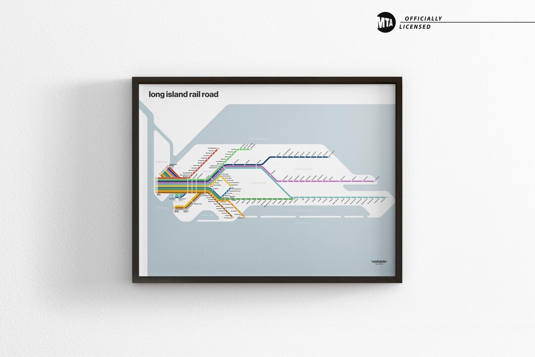 LIRR, Light Mode Map, Minimal Poster Print, Canvas Home Decor, Framed ...