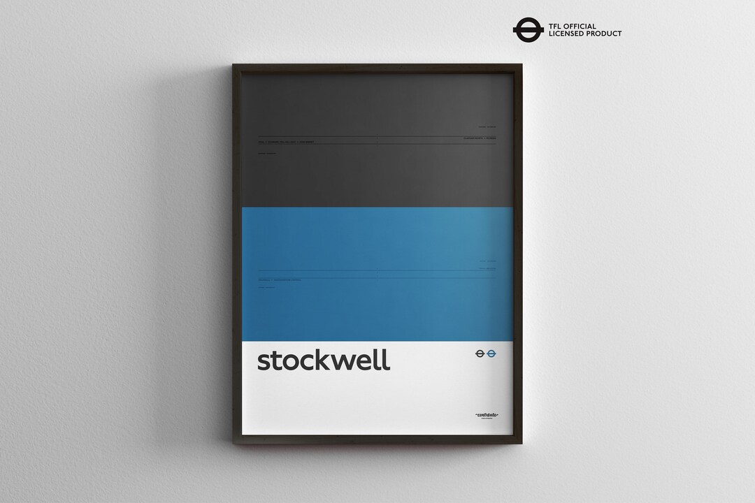 Stockwell Station / London Underground / Tube Map Minimal Poster Print ...