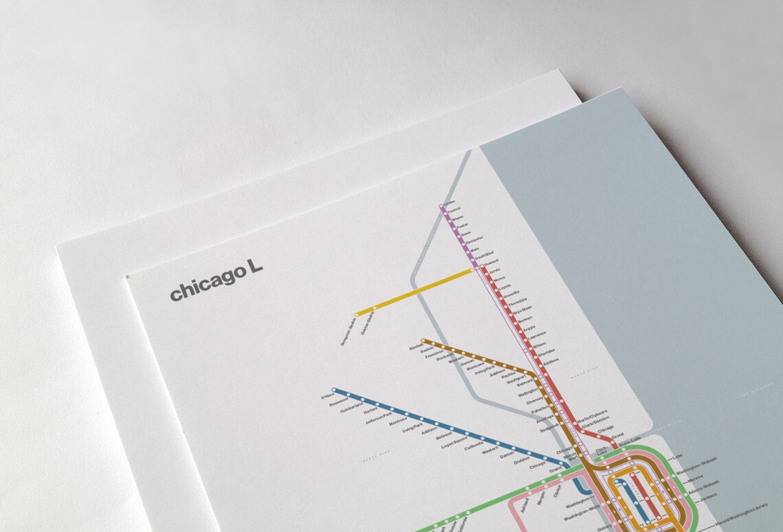 Chicago L Subway Map / CTA / Minimal Poster Print / Subway | Etsy