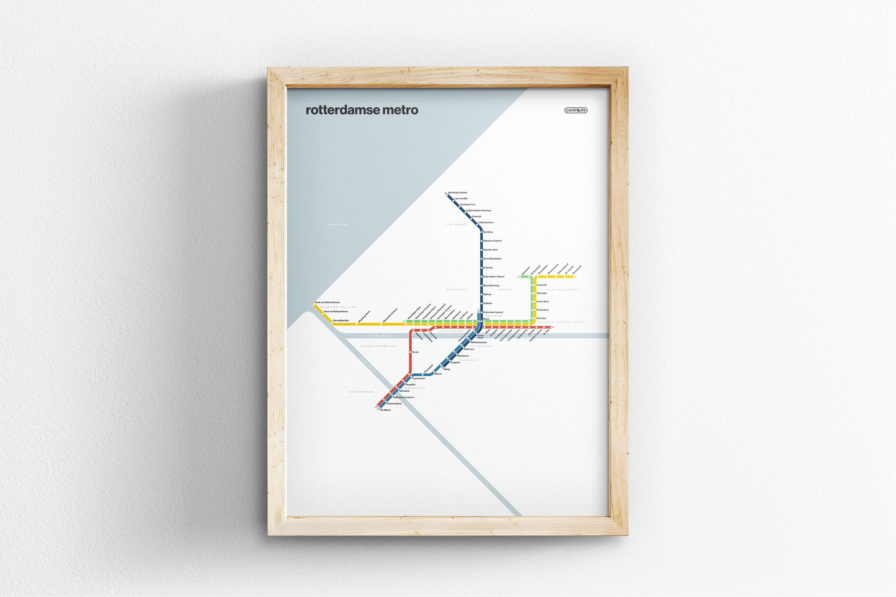 Rotterdam Metro Light Mode Map, Minimal Poster Print, Canvas Home Decor ...