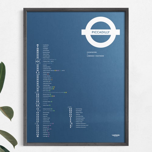 London Underground Piccadilly Line Diagram Tube Map Art Print - Etsy