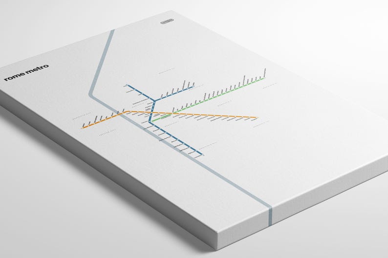 Rome Metro Light Mode Map, Minimal Poster Print, Canvas Home Decor ...