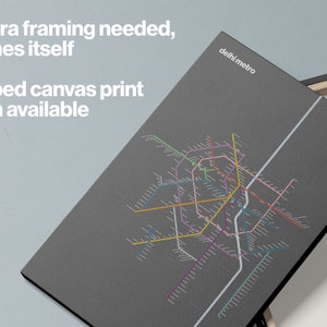 Delhi Metro Map English / India / Minimal Poster Print / Subway Style ...