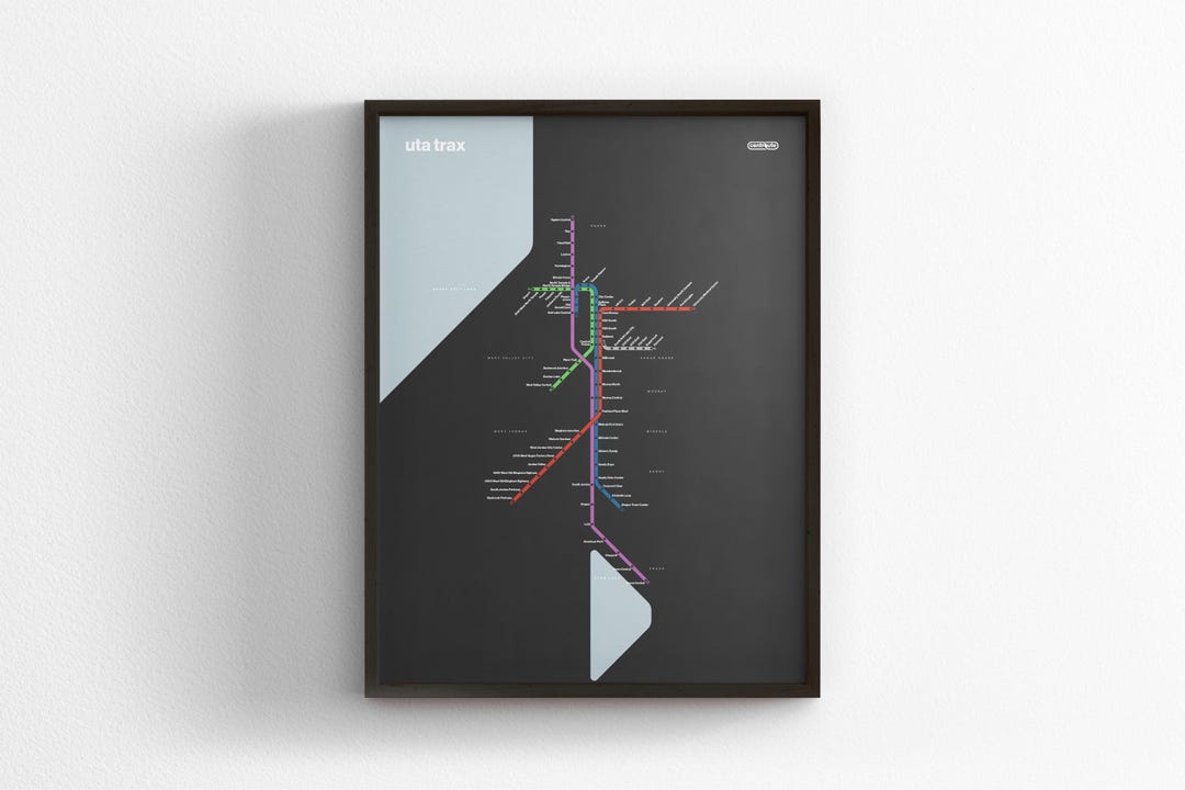Utah Trax, Dark Light Mode Map, Minimal Poster Print, Canvas Home Decor ...