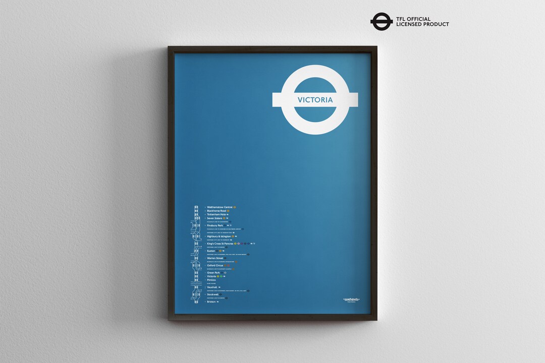 London Underground Victoria Line Map / Minimal Poster Print / Subway ...