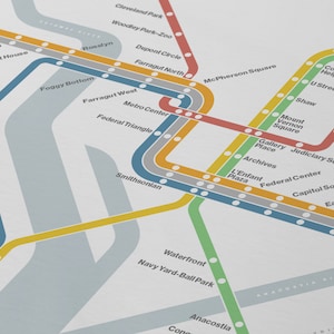 DC Metro Map / Washington DC / Minimal Poster Print / Subway Style Wall ...