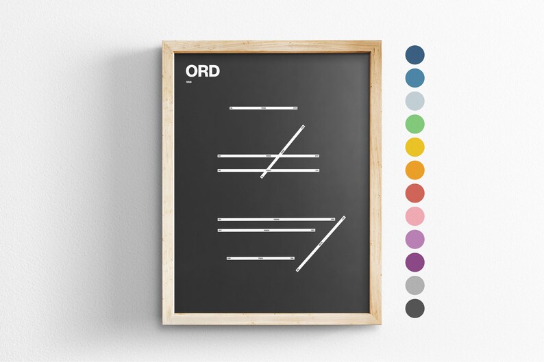 ORD Runways, Chicago O'hare Intl. Airport, Minimal Poster Print, Canvas ...
