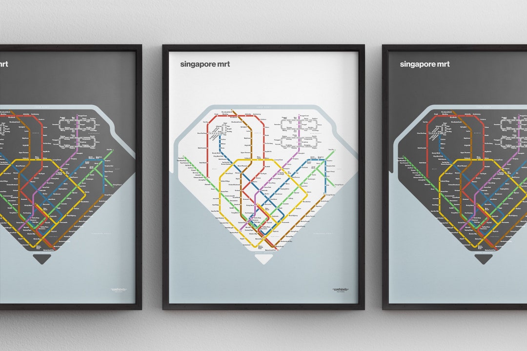 Buy Singapore MRT Map / 新加坡地铁系统 / Minimal Poster Print / Subway Style ...