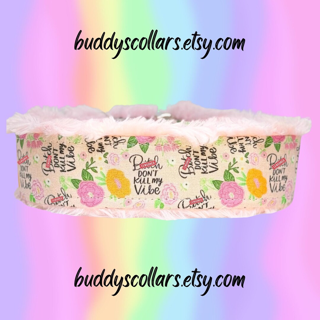 Funny Pink B**ch Don’t Kill My Vibe Dog Collar (read Item Description ...