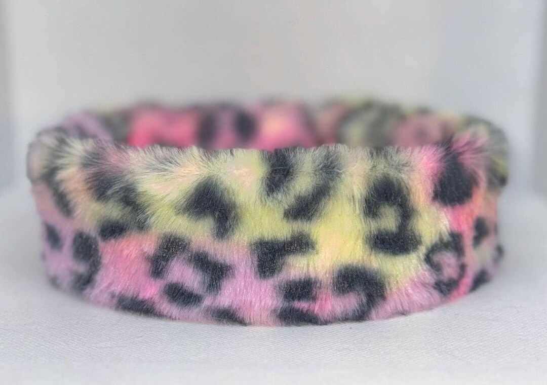 Fluffy Cheetah Print Rainbow Minky Dog Collar (read Item Description ...