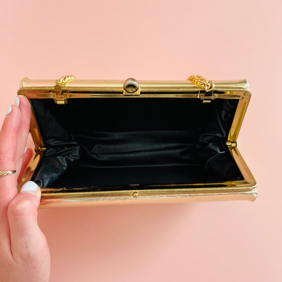 Vintage 1960s Metallic Gold Structured Rectangle Hand… - Gem