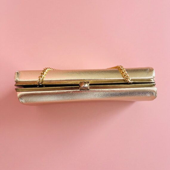 Vintage 1960s Metallic Gold Structured Rectangle Hand… - Gem