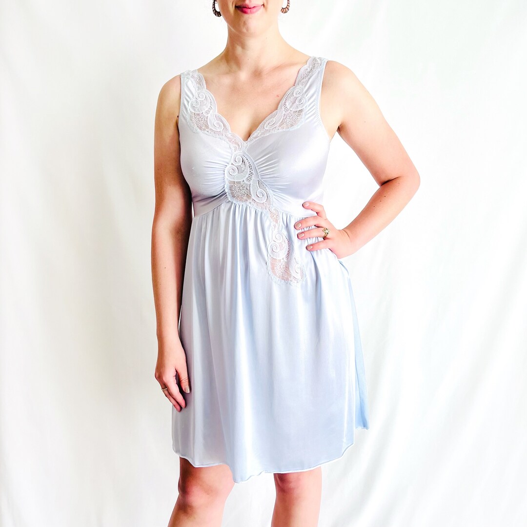 Vintage Light Blue Lace Satin Slip Dress Size Medium - Etsy