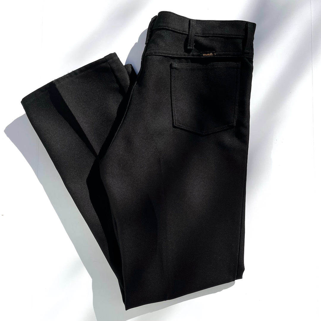 Vintage 60s/70s Wrangler Black Straight Leg Polyester Pants Size 38x32 ...