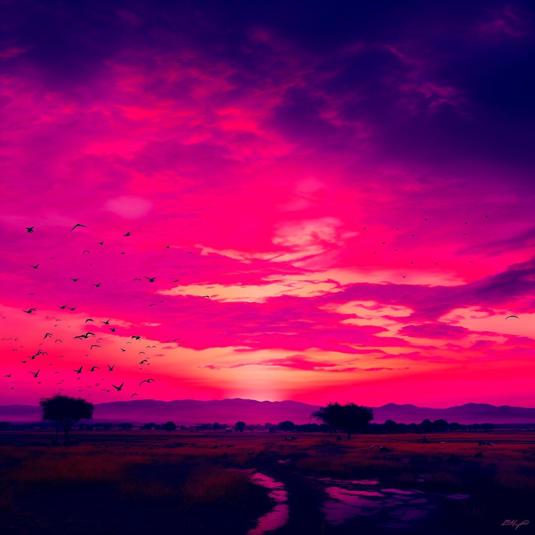 Purple Sky/ Art Deco/office/ Digital File/ 50x50 Cm Full Size - Etsy