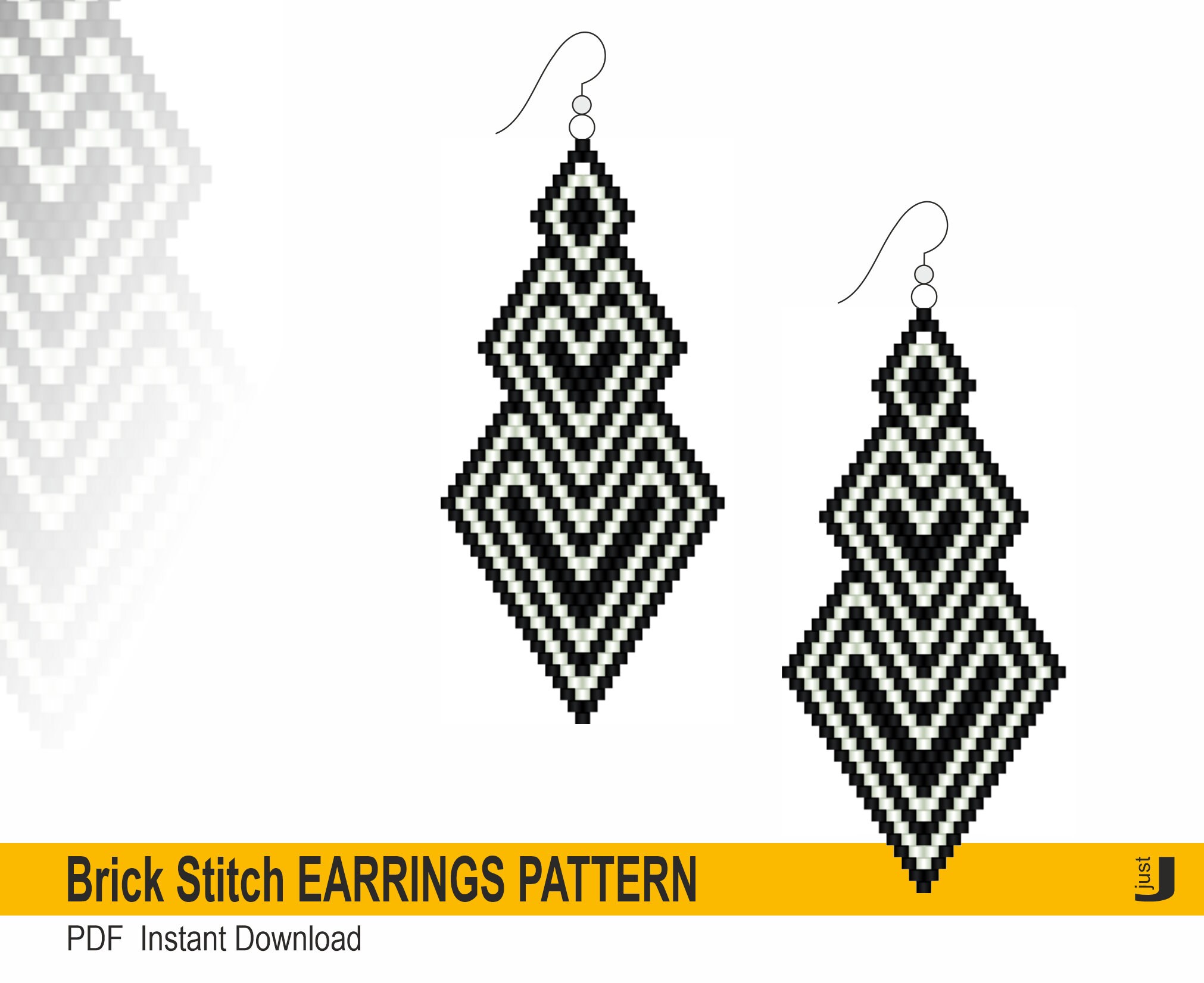 Earrings Pattern Brick Stitch Beaded Earring Pattern PDF | Etsy