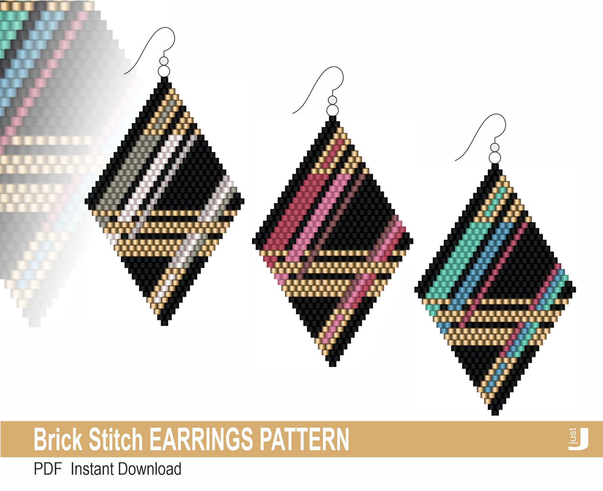 Beaded Earring Pattern Brick Stitch Earrings Beading - Etsy
