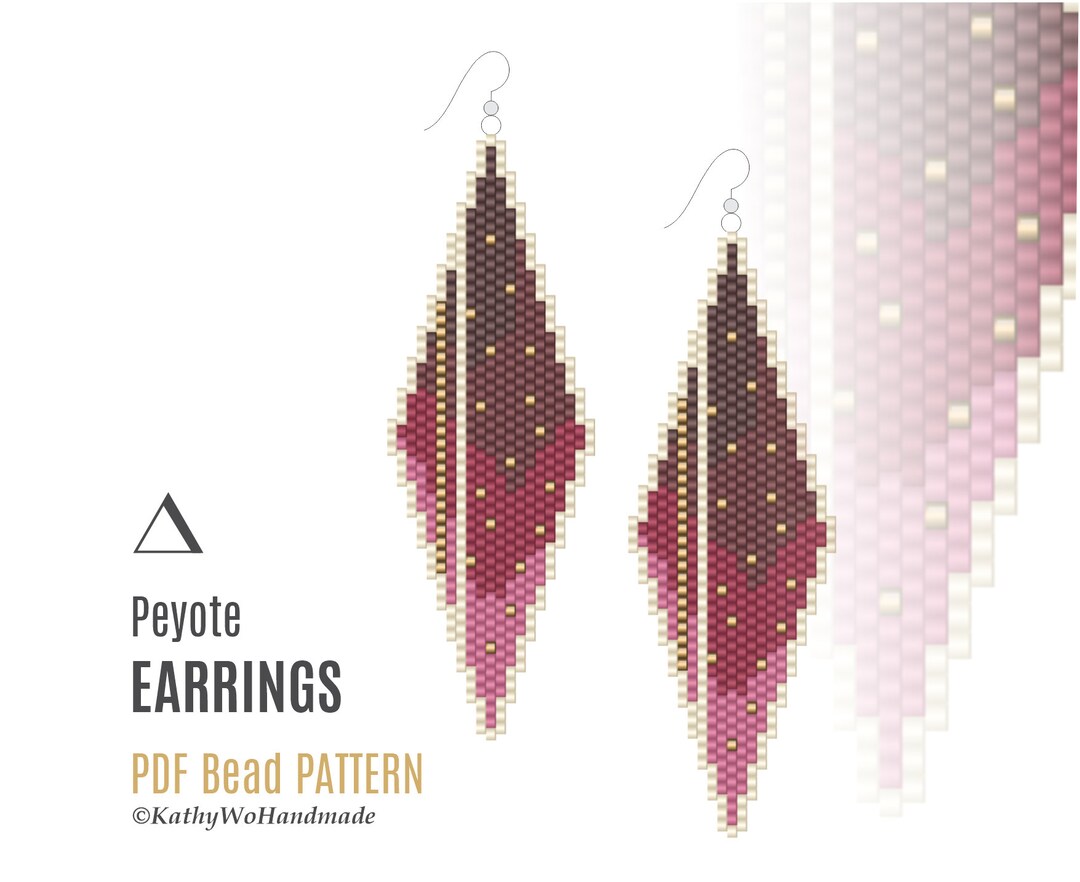 Beaded Earrings Pattern, Peyote Earring, Beading Pattern, Earrings ...