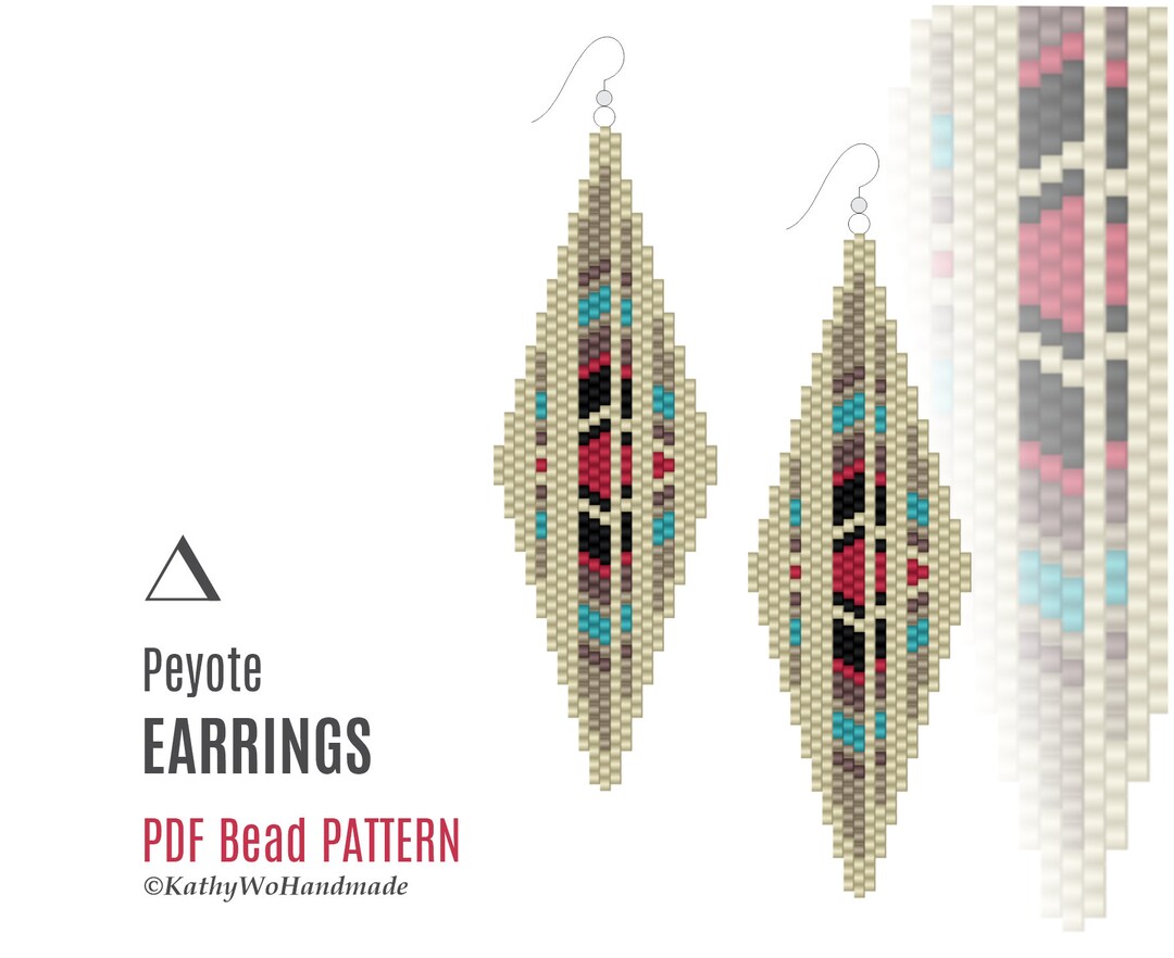 Peyote Beaded Earrings Pattern, Peyote Earrings, Beading Pattern ...