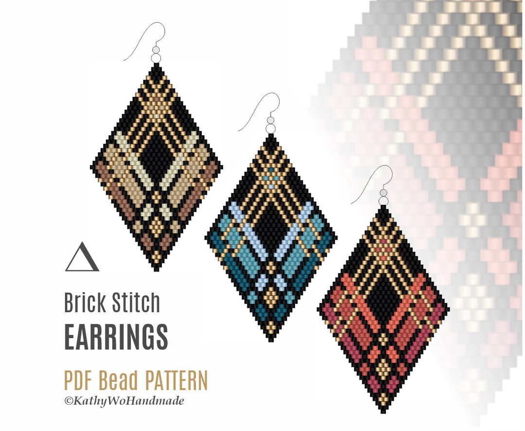 Beaded Earring Pattern, Brick Stitch, Earrings, Beading Pattern ...