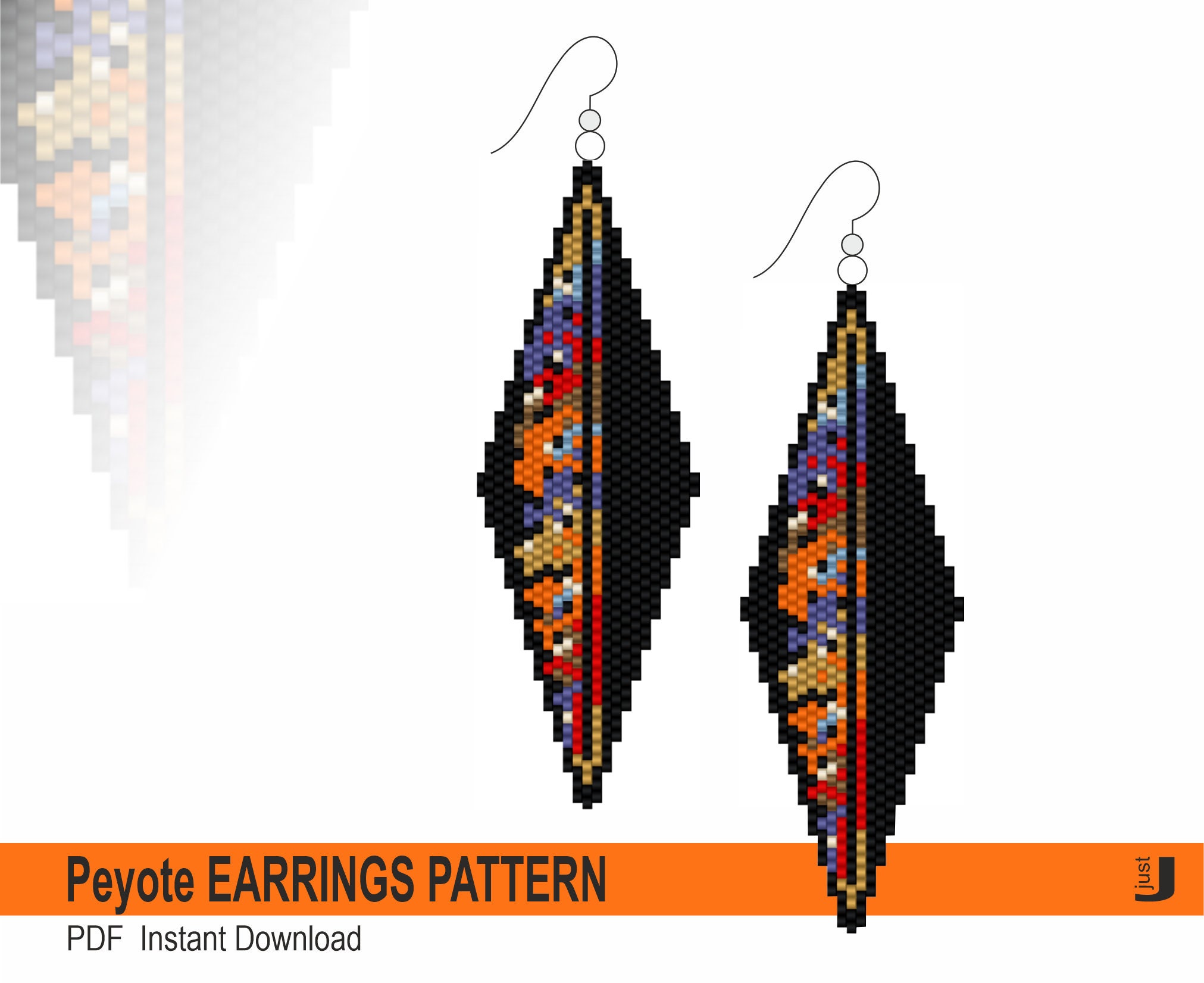 Beaded Earring Pattern Peyote Earrings Beading Pattern | Etsy